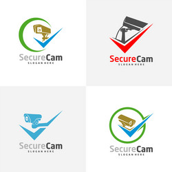 Cctv camera with check icon logo design template Vector Image