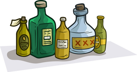 Cartoon colorful different glass bottles set Vector Image