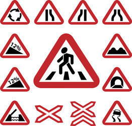 Big traffic signs set Royalty Free Vector Image