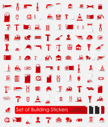 Set of building stickers Royalty Free Vector Image
