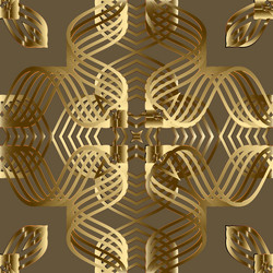 Gold lines 3d seamless pattern line art patterned Vector Image