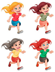 Running girl cartoon character Royalty Free Vector Image