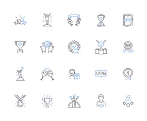 Success outline icons collection achievement Vector Image
