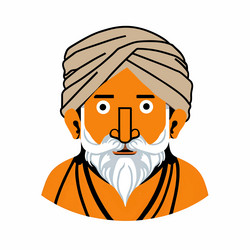 Indian old sadhu cartoon character flat design Vector Image