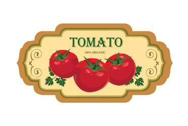 Red tomato label and sticker with vegetable Vector Image