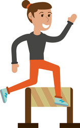 Woman jumping a barrier cartoon Royalty Free Vector Image