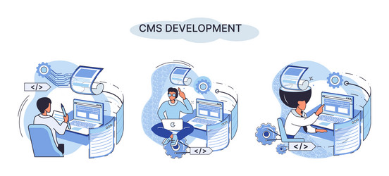 Concept of digital content management system cms Vector Image