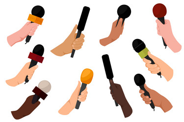 Hands holding microphone Royalty Free Vector Image