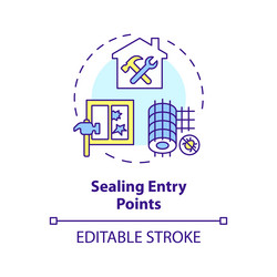 2d thin line icon sealing entry points concept Vector Image
