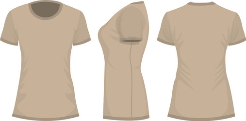 Beige t-shirt template in front side and back Vector Image