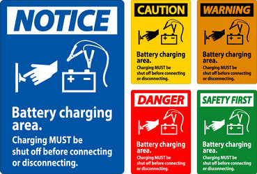 Danger sign battery charging area risk of battery Vector Image