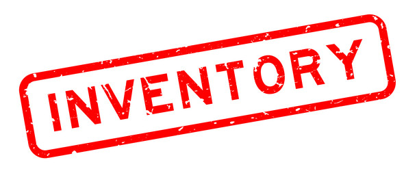 Grunge blue inventory word oval rubber seal stamp Vector Image