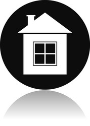 Home icon round black of a resedential house Vector Image