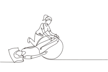 Single one line drawing physiotherapy Royalty Free Vector