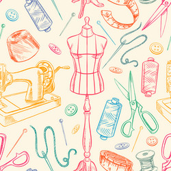 Sketch tailoring equipment Royalty Free Vector Image