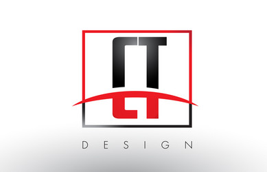 Ct c t letter logo design with swoosh and black Vector Image