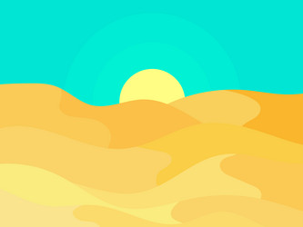 Desert landscape with dunes and sun Royalty Free Vector