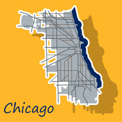 Sticker map chicago city illinois roads Royalty Free Vector