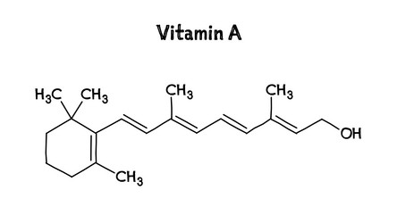 Vitamin a structural formula of molecular Vector Image