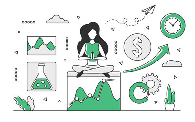 Cluster sampling method in statistics research Vector Image
