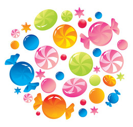 Different sweets and candies from sugar realistic Vector Image