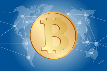 Block chain and world map Royalty Free Vector Image