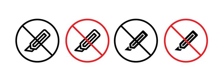 Do not cut icon set ban cutter logo symbol Vector Image