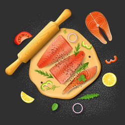 Salmon red fish realistic isolated Royalty Free Vector Image