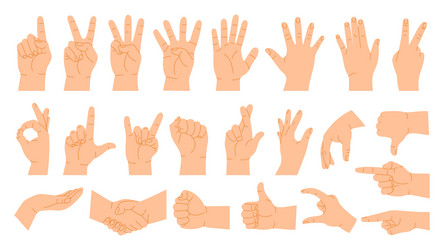 Cartoon hands gestures various hand palms Vector Image