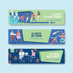 Illnesses banner design concept with people Vector Image