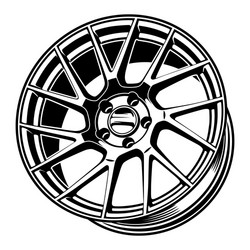 Car wheels rims line art silhouette Royalty Free Vector
