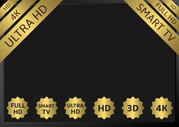 Golden tv labels Royalty Free Vector Image - VectorStock
