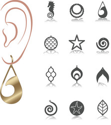 Earring shape template black shadow of earrings Vector Image