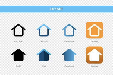 Home icon in different style home icons designed Vector Image
