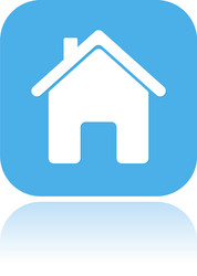 Home icon white silhouette on blue square Vector Image