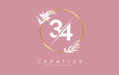 Golden creative number 34 3 4 logo with leading Vector Image