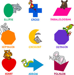 Match animals to colorful shapes shapes Royalty Free Vector