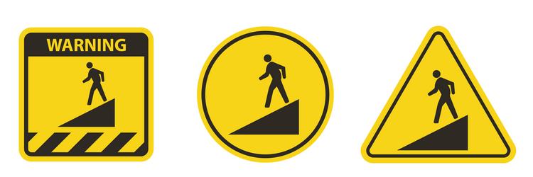 Beware slope symbol sign isolate on white Vector Image