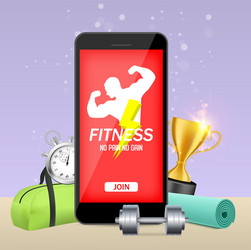 3d fitness app android application design mockup Vector Image