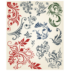 Set of floral elements brown colors Royalty Free Vector