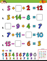 Educational math children game addition with appl Vector Image
