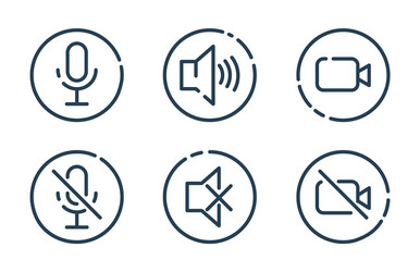 Speaker mic and video camera related icons basic Vector Image