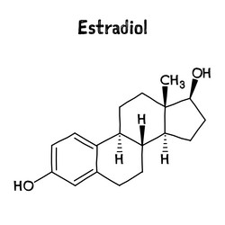 Estradiol structural formula of molecular Vector Image