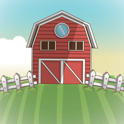 Cute farmhouse red house in cartoon style Vector Image
