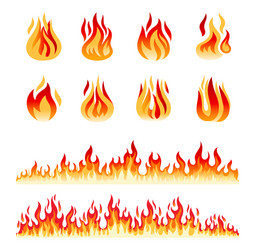 Set of red fire flames Royalty Free Vector Image