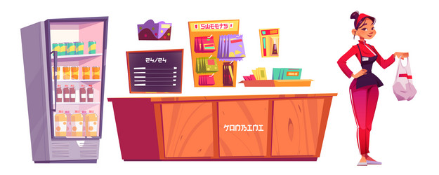 Konbini japanese convenience store interior Vector Image