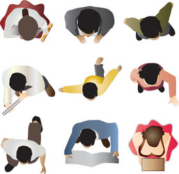 People sitting top view set 1 Royalty Free Vector Image