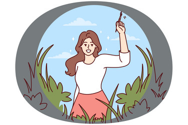 Smiling woman draw nature recover from depression Vector Image