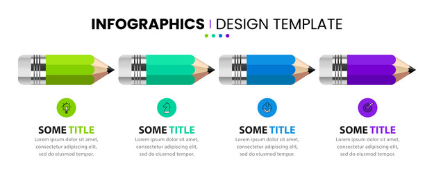 Infographic template pencil with 4 steps and icons