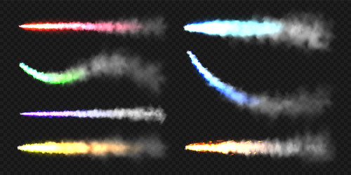 Realistic blue space rocket trails festive Vector Image